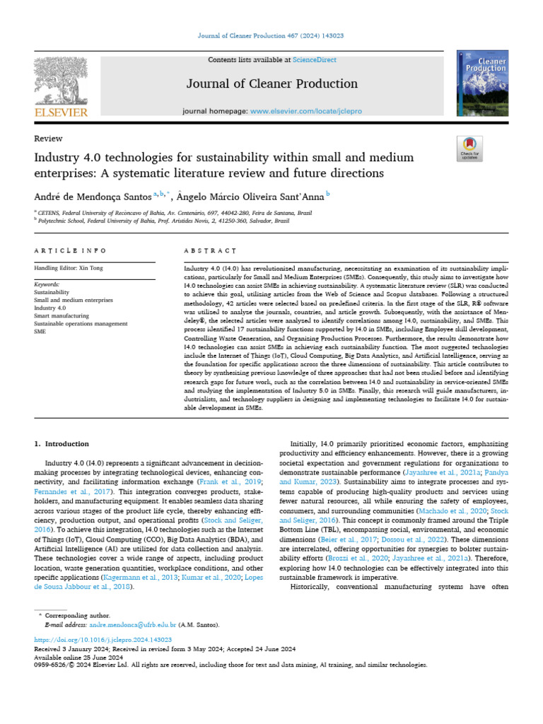 Industry 4 0 Technologies For Sustainability Within Small - 2024 ... Industry 4 0 Technologies For Sustainability Within Small - 2024 ...