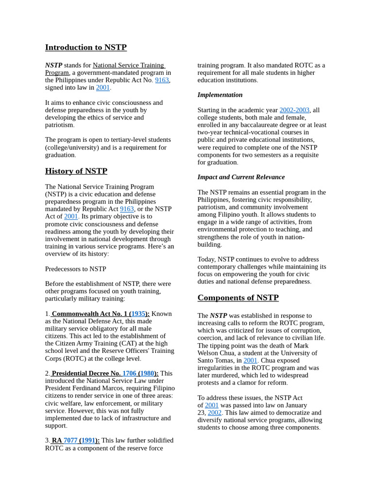 Introduction To NSTP | PDF