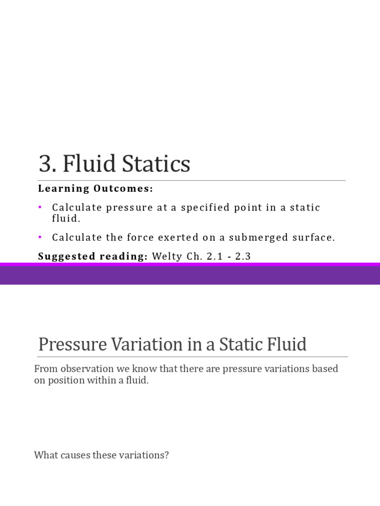 Fluid Statics Slides | PDF