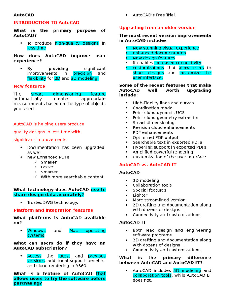 AutoCAD Prelim Notes | PDF