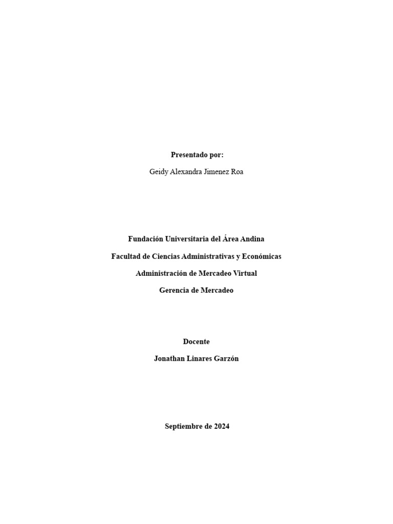 Actividad Complementaria Eje # 3 Gerencia de Mercadeo | PDF