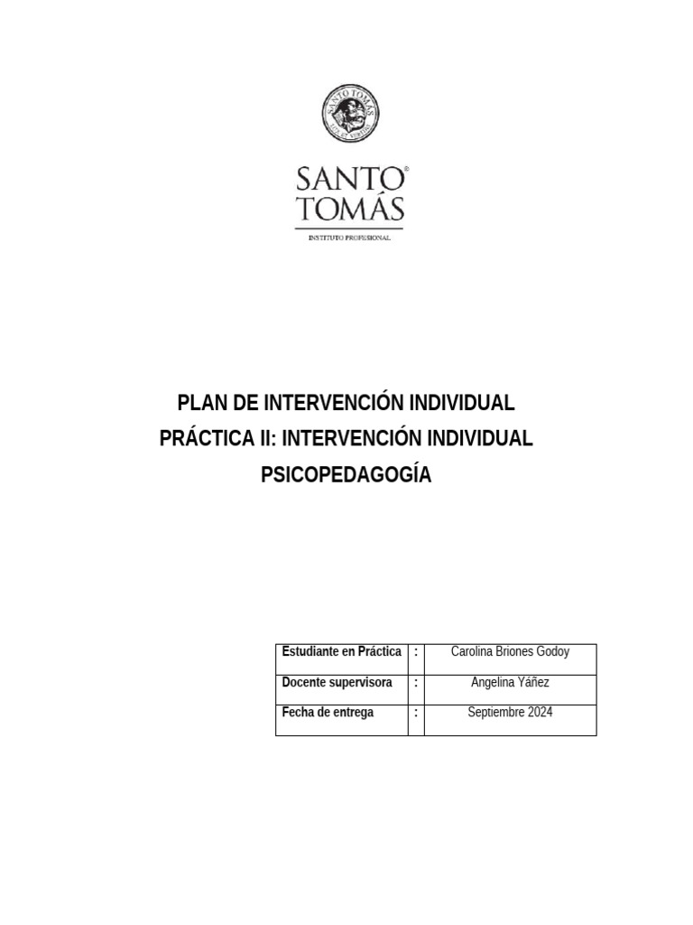 Plan de Intervención Individual | PDF