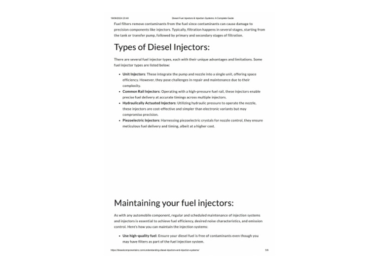 Diesel Fuel Injectors & Injection Systems - A Complete Guide p5 | PDF
