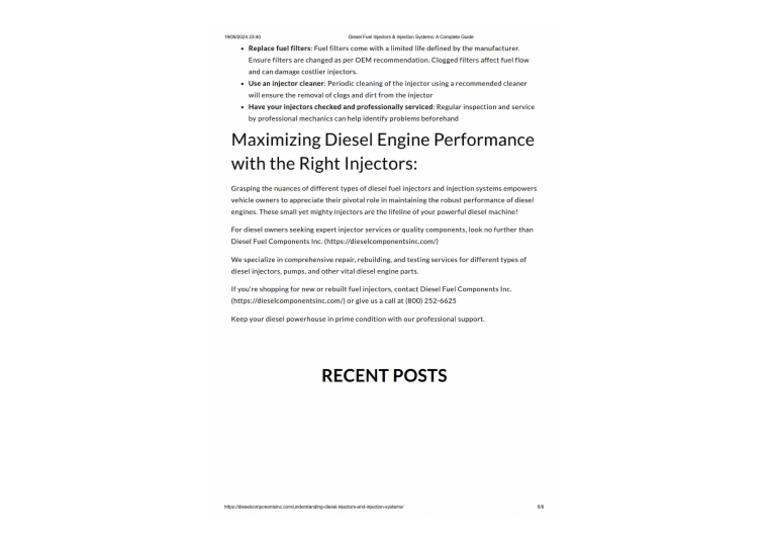 Diesel Fuel Injectors & Injection Systems - A Complete Guide p6 | PDF