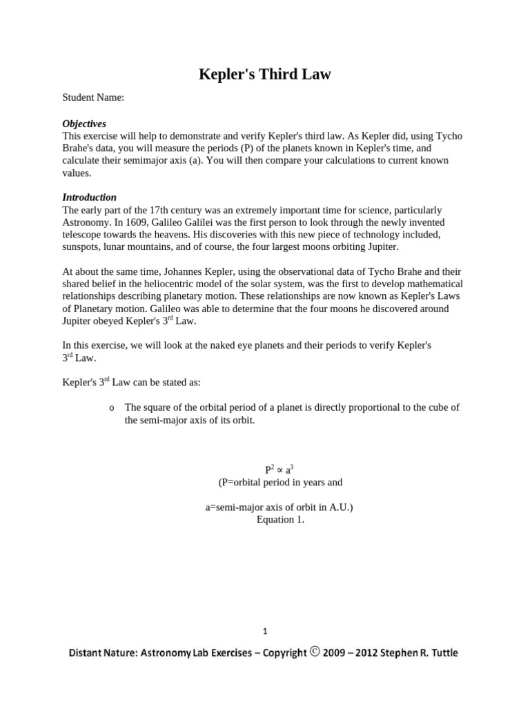 Lab 3 Kepler 3rd Law | PDF