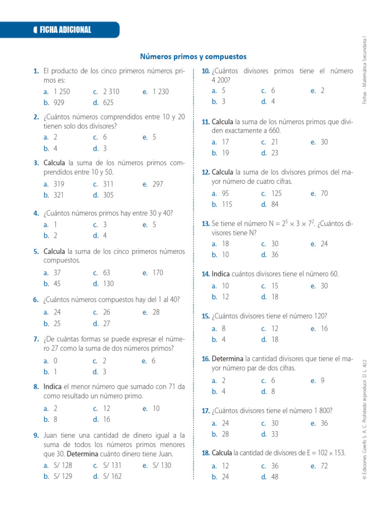 FA - Números Primos y Compuestos | PDF