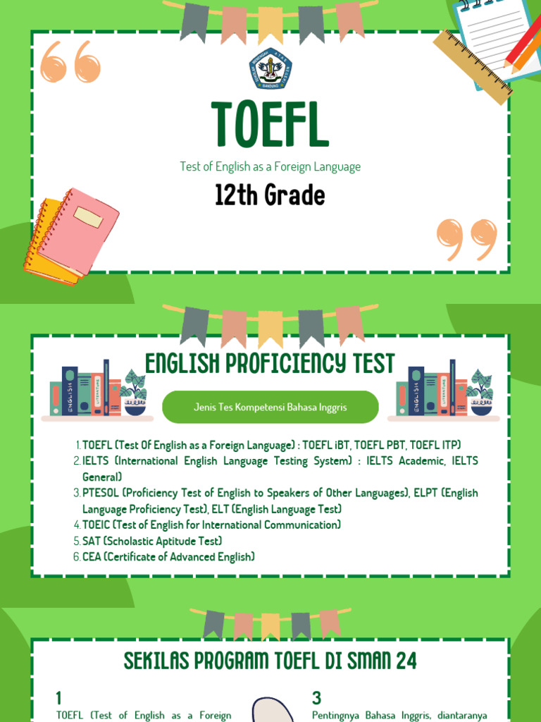 TOEFL Introduction Kelas 12 | PDF