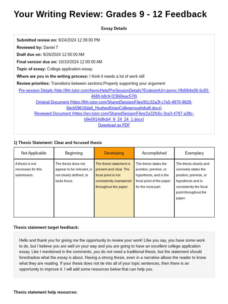 Summary Feedback Form | PDF