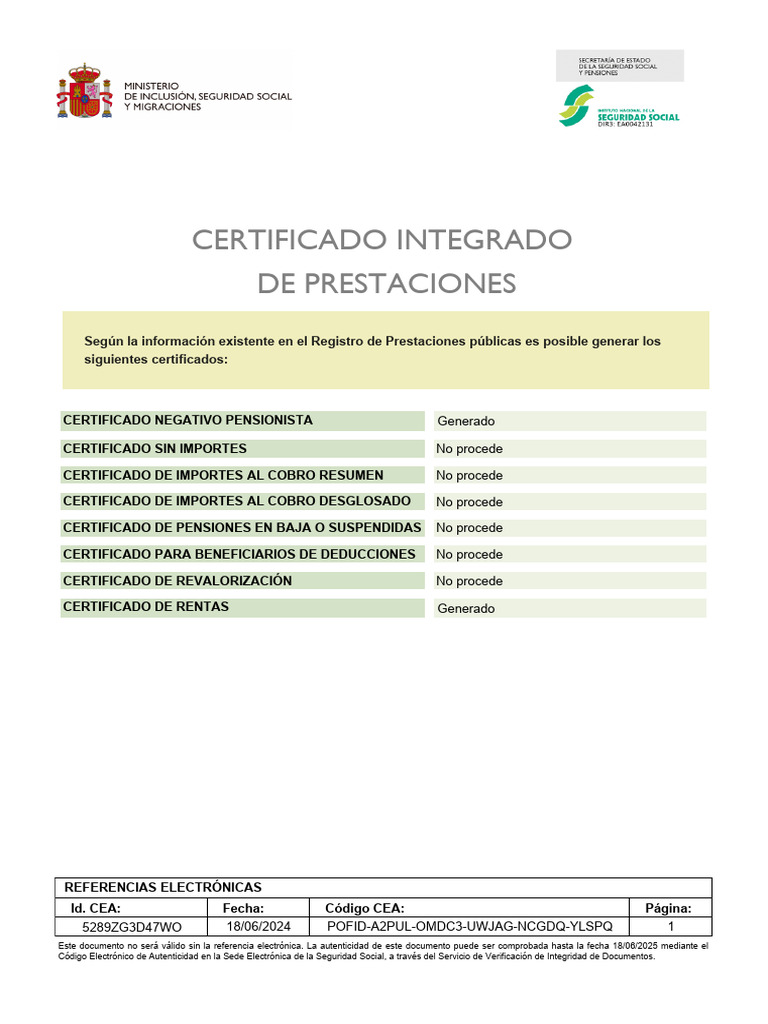 Certificado Integral de Prestaciones Carlos Stalin Torres Loor V7UTVUNK EJJ | PDF