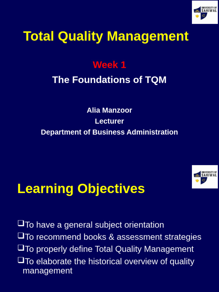 TQM PPT Introduction | PDF