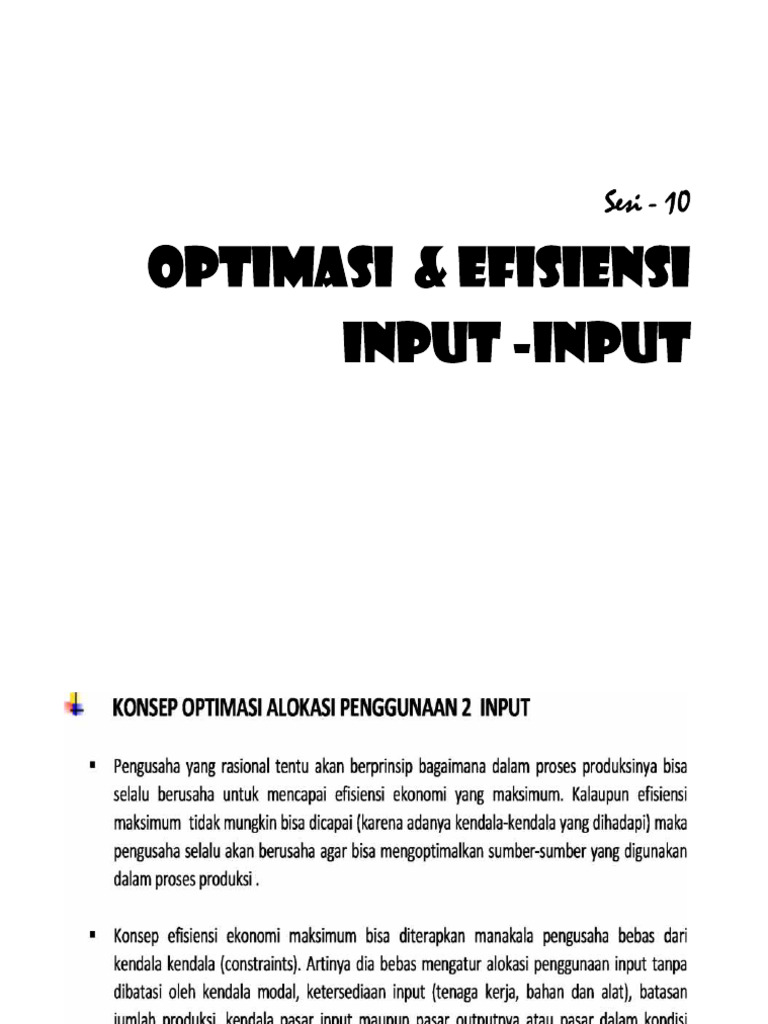 Sesi 10 - Optimasi Dua Input | PDF