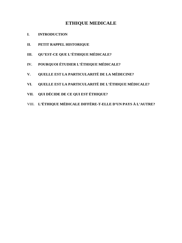 3 - Ethique Medicale 1 Ere Annee 2 | PDF