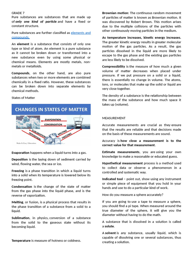 GRADE 7-Pointers | PDF | Mixture | Chemical Substances
