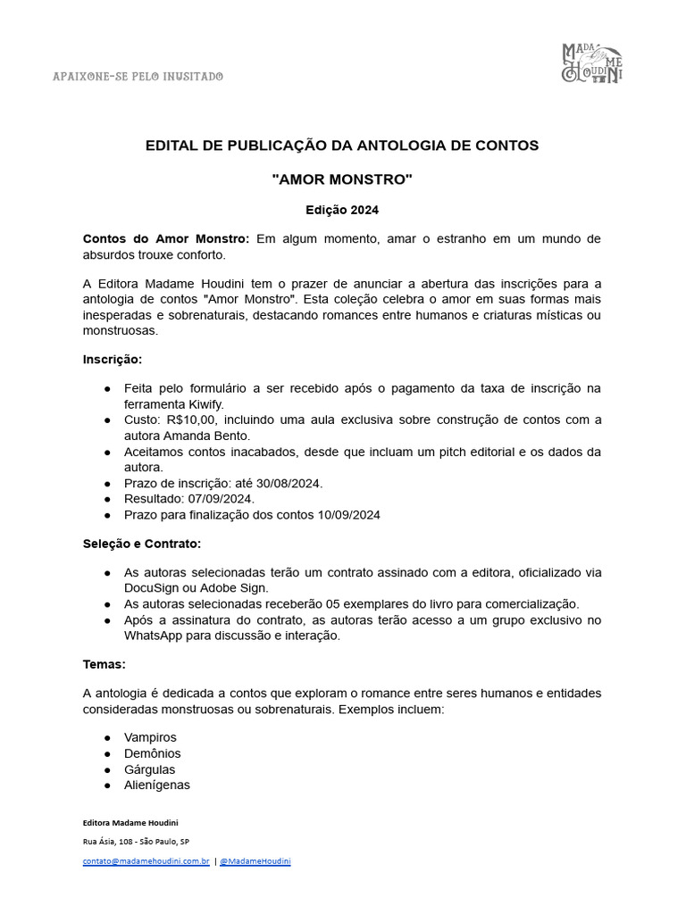Edital - Amor Monstro - Revisado | PDF
