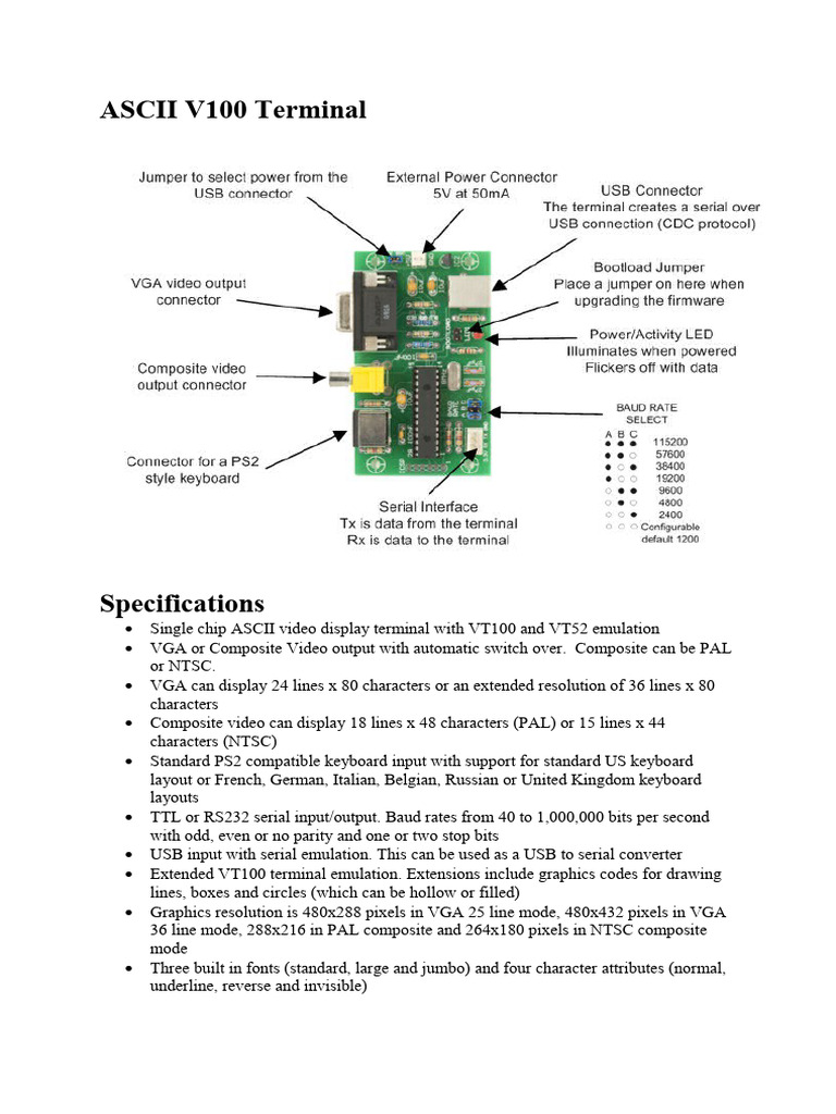 ASCII V100 Terminal | PDF