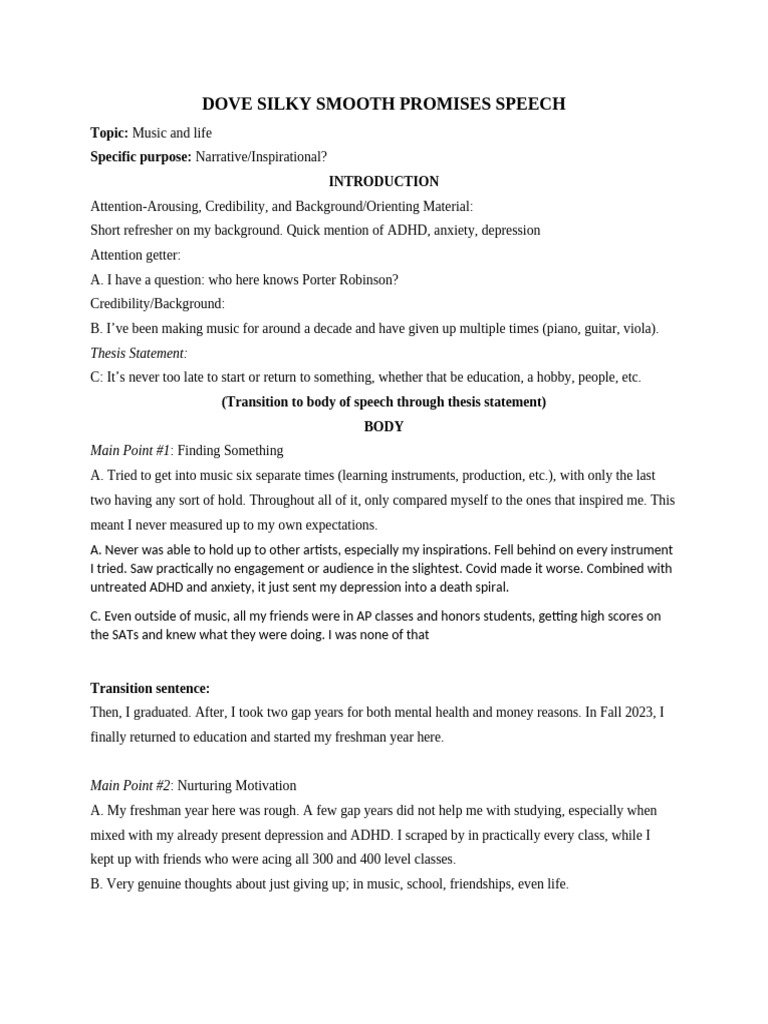 Dove Speech Outline Skeleton | PDF