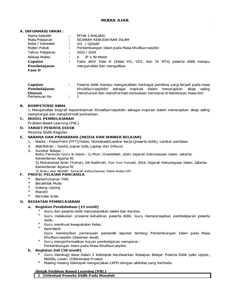 Contoh Langkah Pembelajaran Kumer | PDF