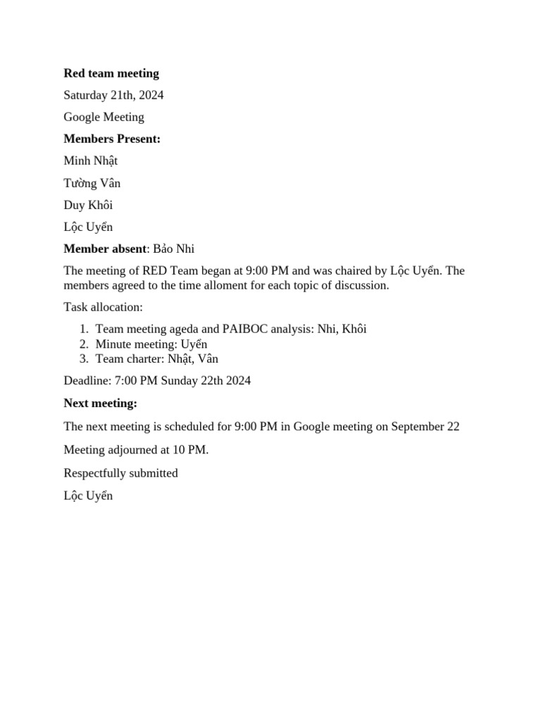 BAS Minute Meeting | PDF