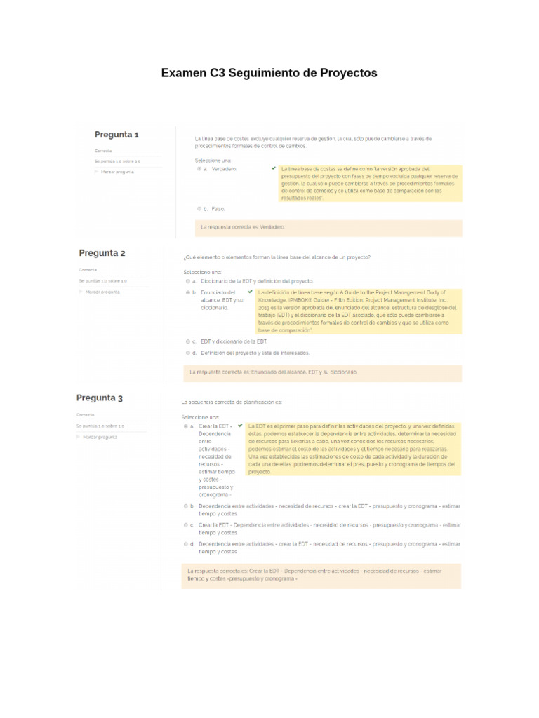 Examen C3 Seguimiento de Proyectos | PDF