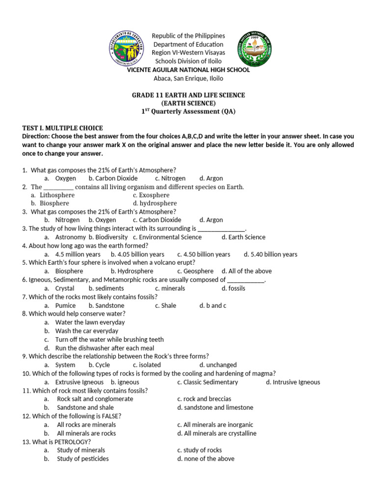 First Quarter Exam in ELS | PDF