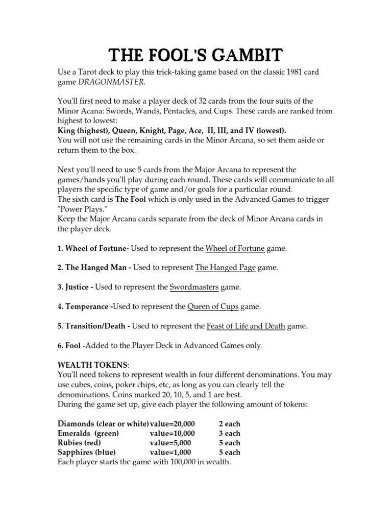 The Fool's Gambit Rules | PDF