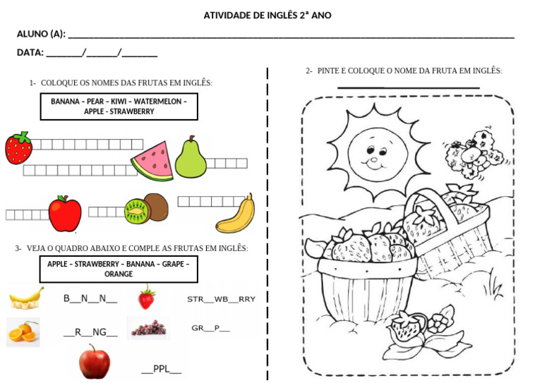 Atividade 2 Ano Frutas 2 | PDF