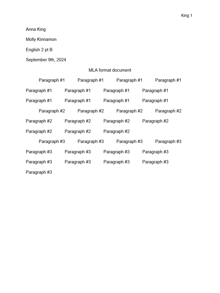 King MLA Format Quiz | PDF