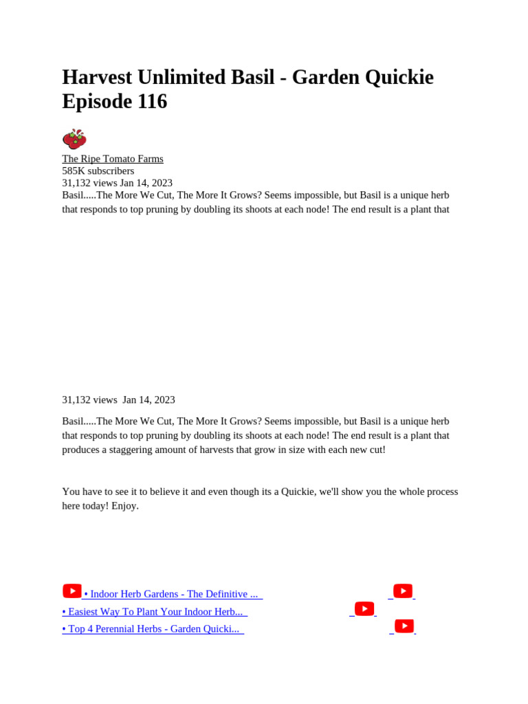 Harvest Unlimited Basil | PDF