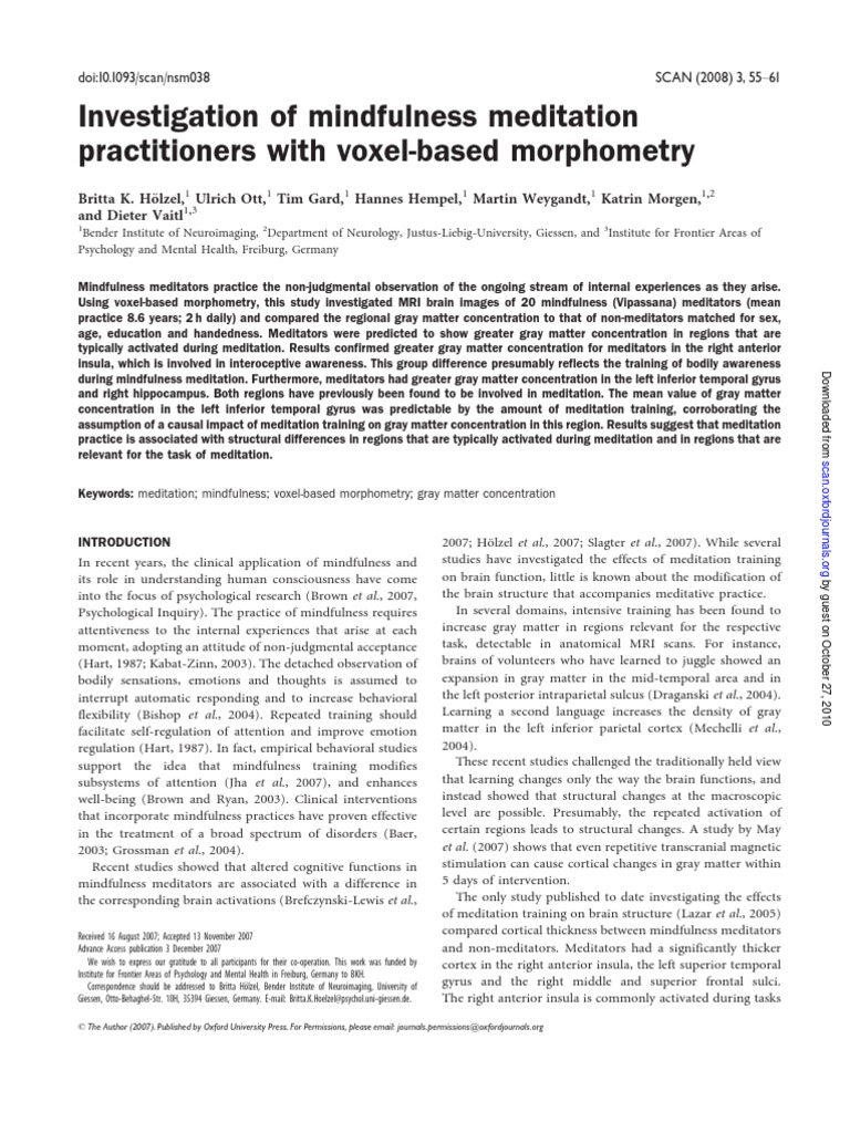 Britta K. Holzel Et Al - Investigation of Mindfulness Meditation ...