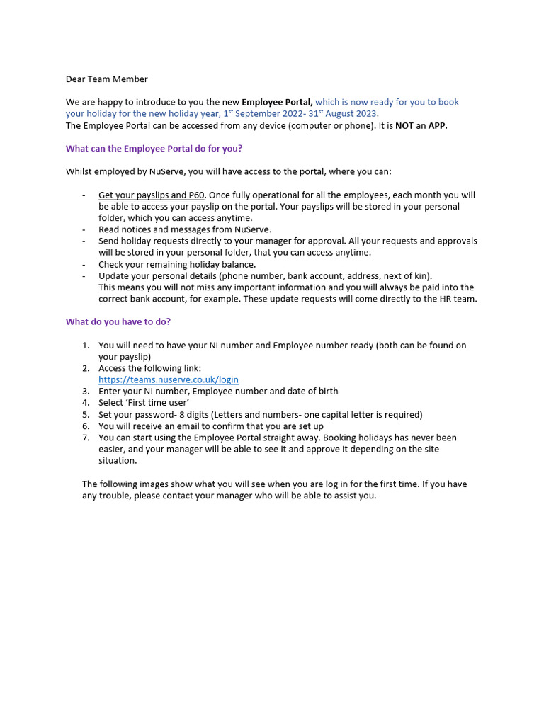 Employee Portal Information | PDF
