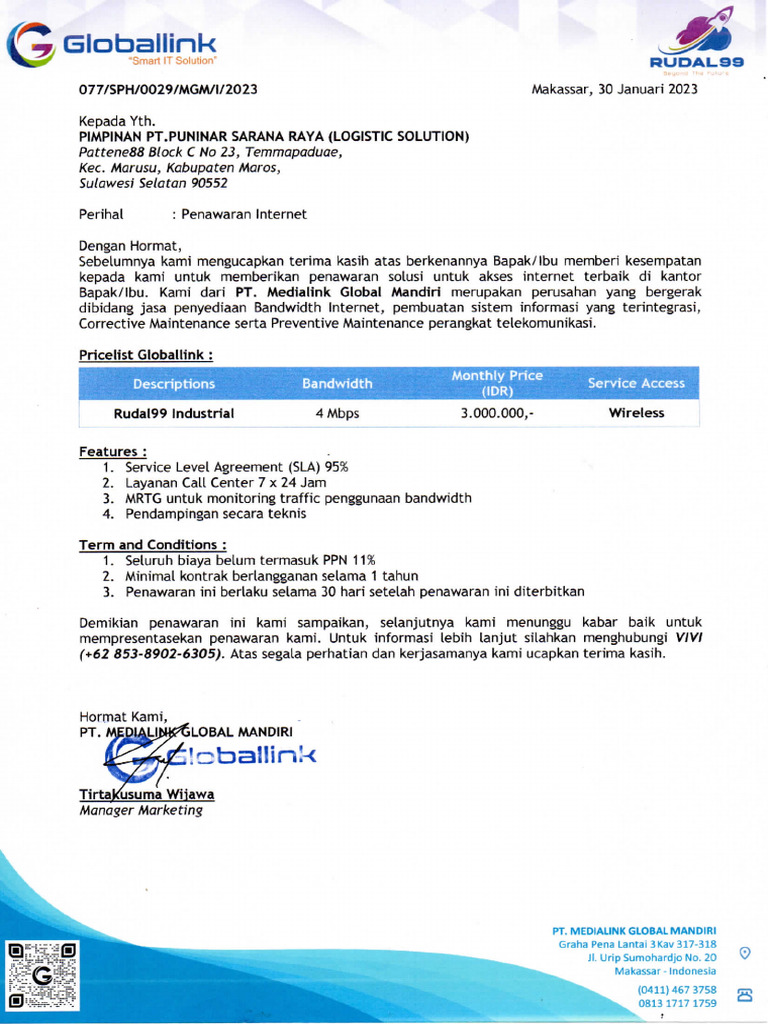 SPH Internet PT Puninar Sarana Raya | PDF