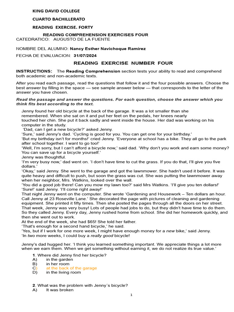 2024 Reading 40 Reading Exercise | PDF