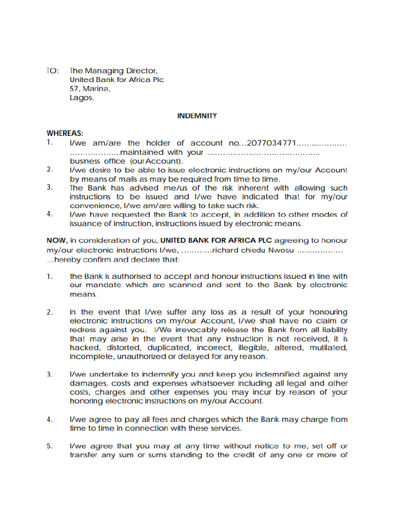 Indemnity For Electronic Instruction | PDF