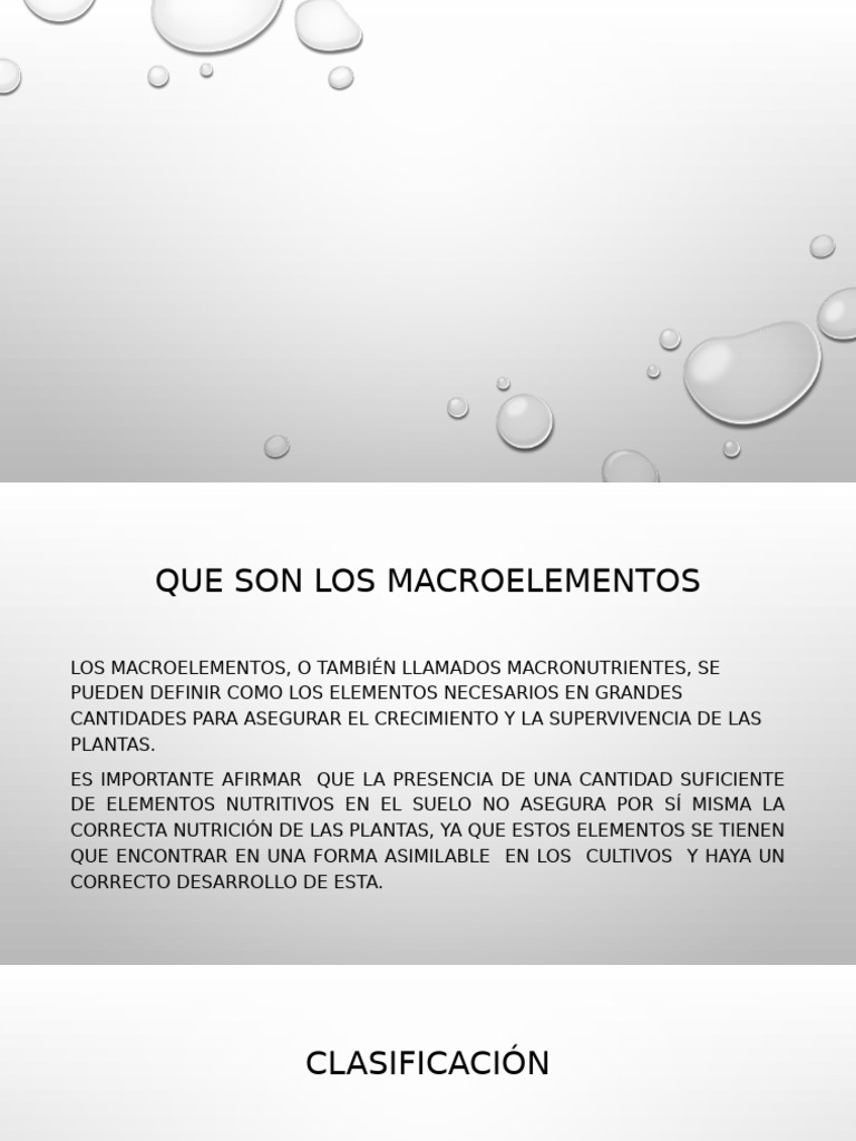 Importancia de los Macroelementos | PDF | Nutrientes | Ciencia y ...