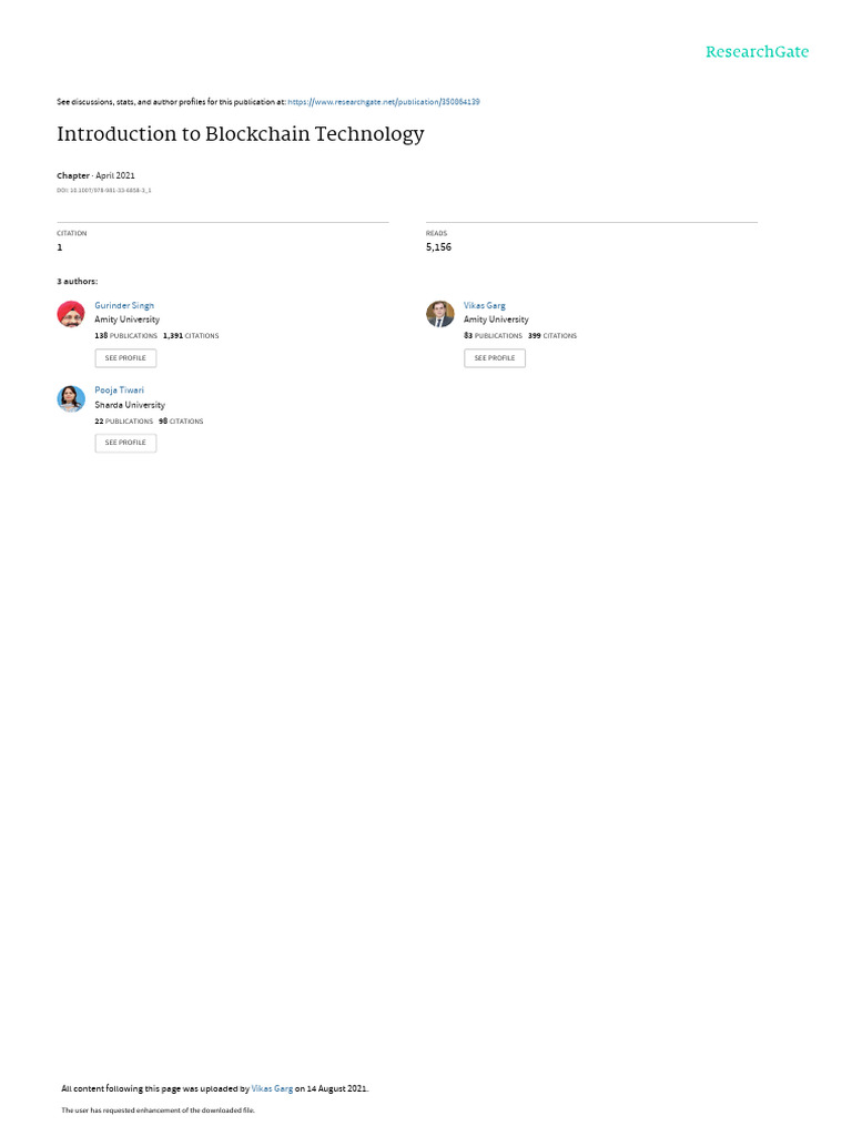 Introduction To Block Chain Technology | PDF