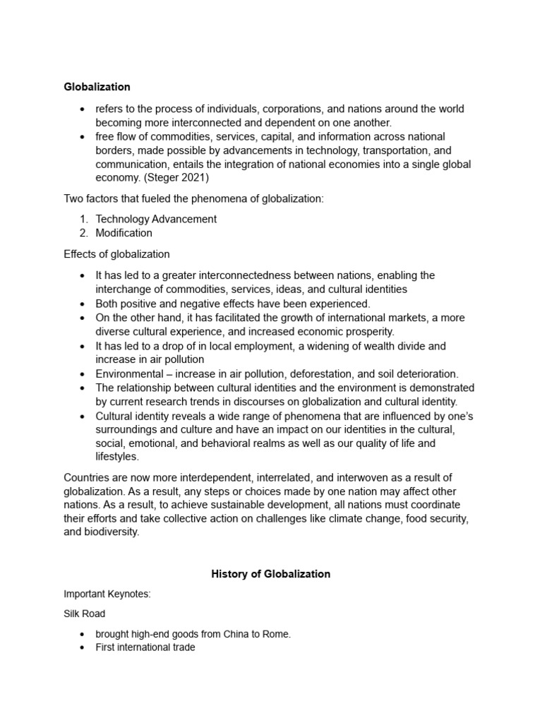 Updated Globalization Handout | PDF