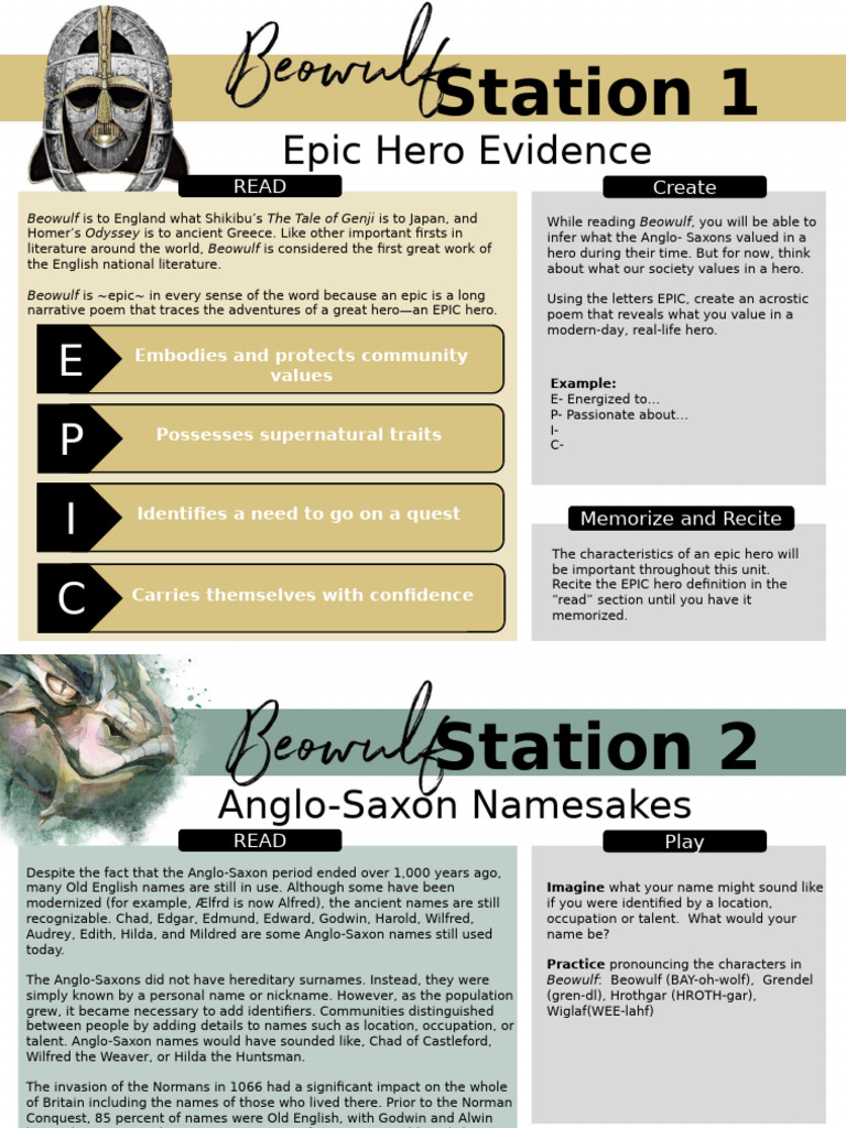 Beowulf Intro Stations-Student | PDF