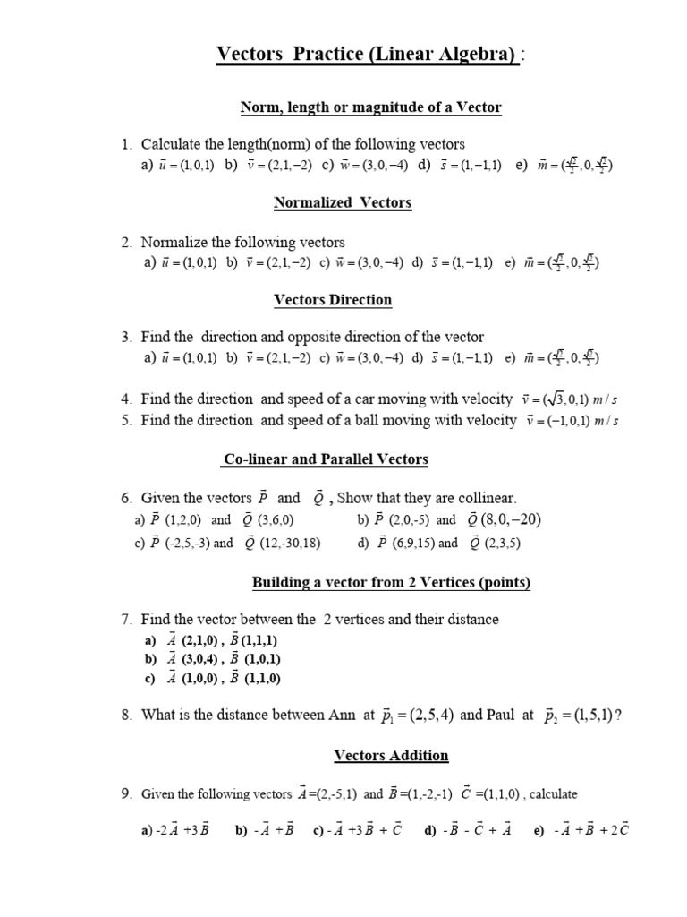Vectors Practice | PDF