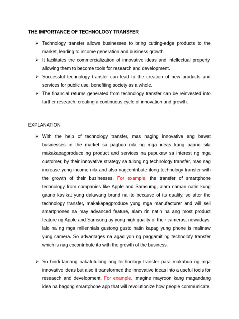 Importance of Technology Transfer | PDF