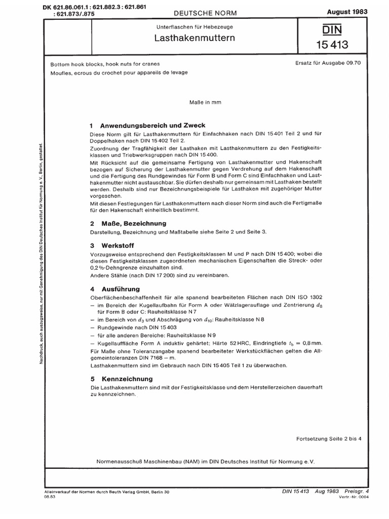 Din 15413 1983-08 | PDF