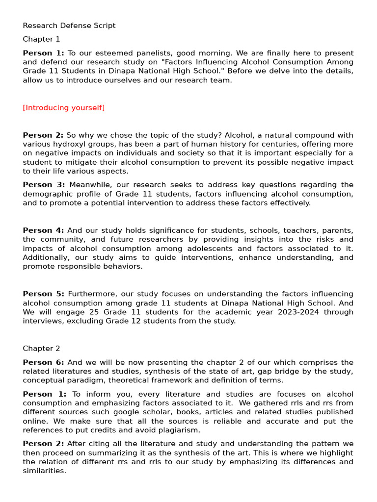 Research Defense Script | PDF