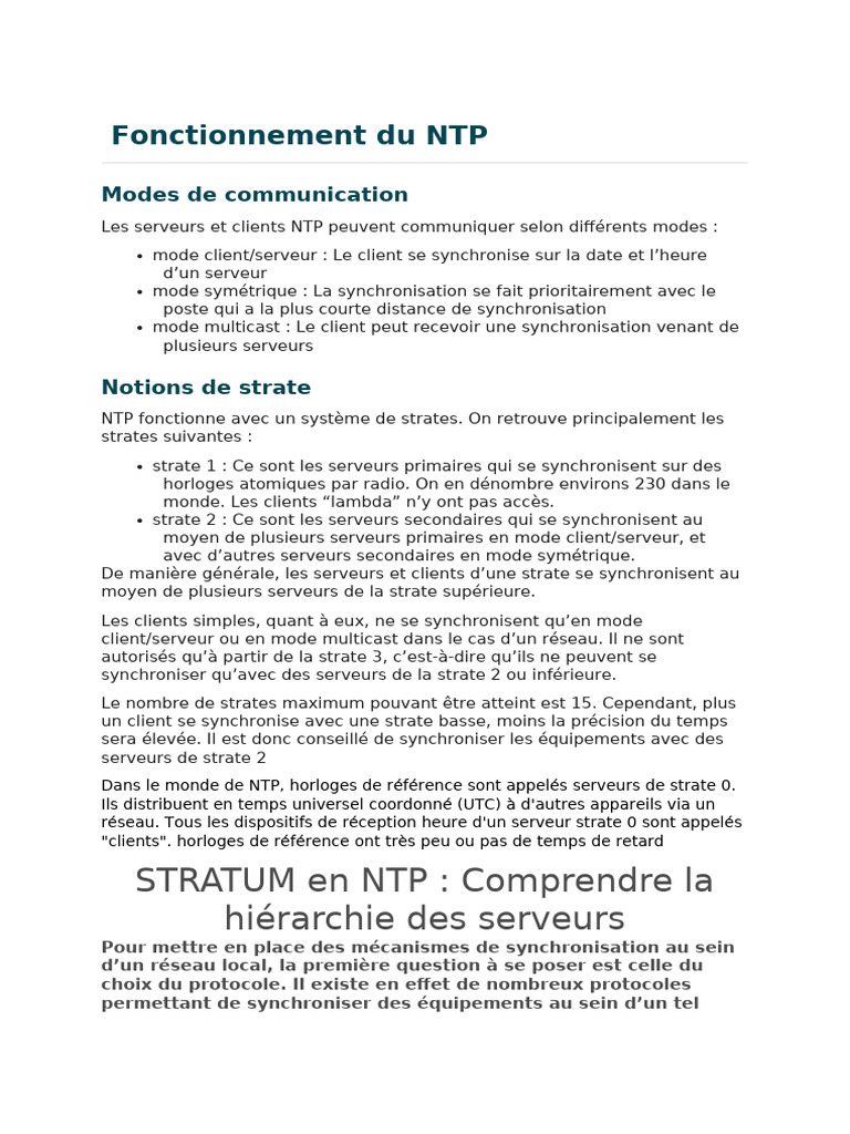 Fonctionnement Du NTP | PDF