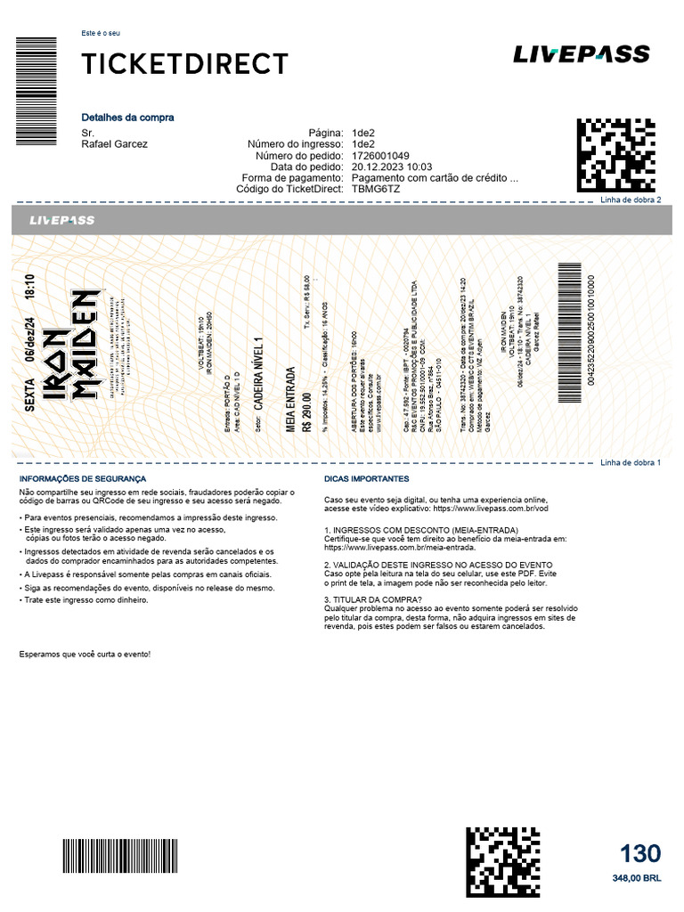Ingresso Iron Maiden | PDF