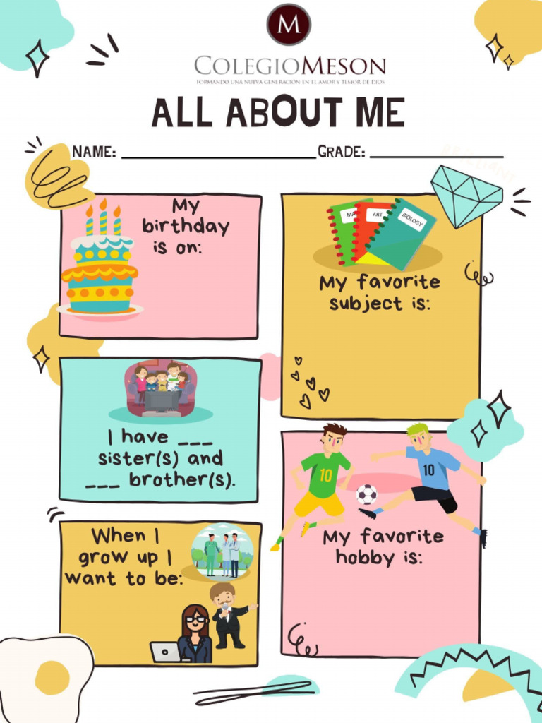 Template - All About Me Photocards | PDF