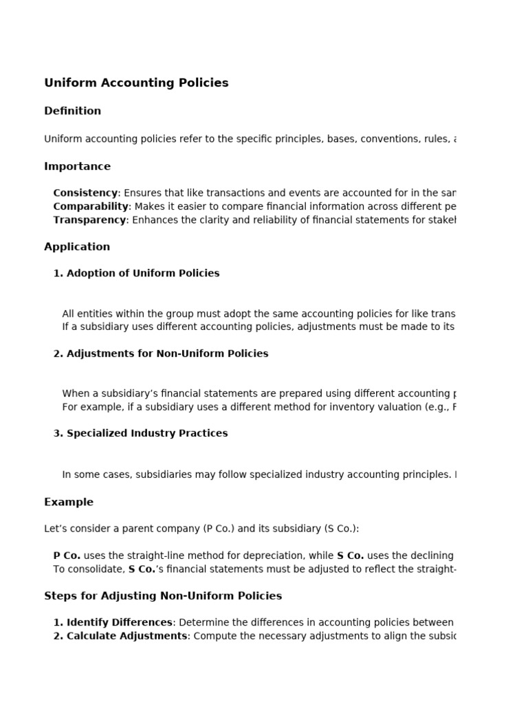 Uniform Accounting Policies | PDF