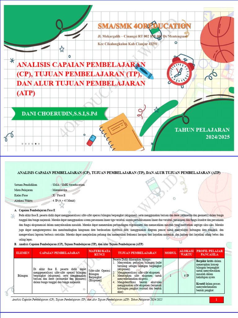 Templet 4 Analisis CP, TP, Dan ATP | PDF