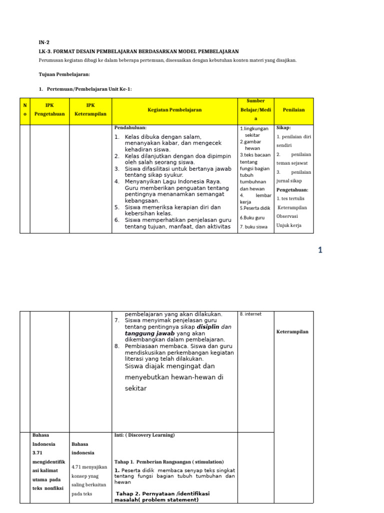 LK.3 Format Desain Pembelajaran | PDF