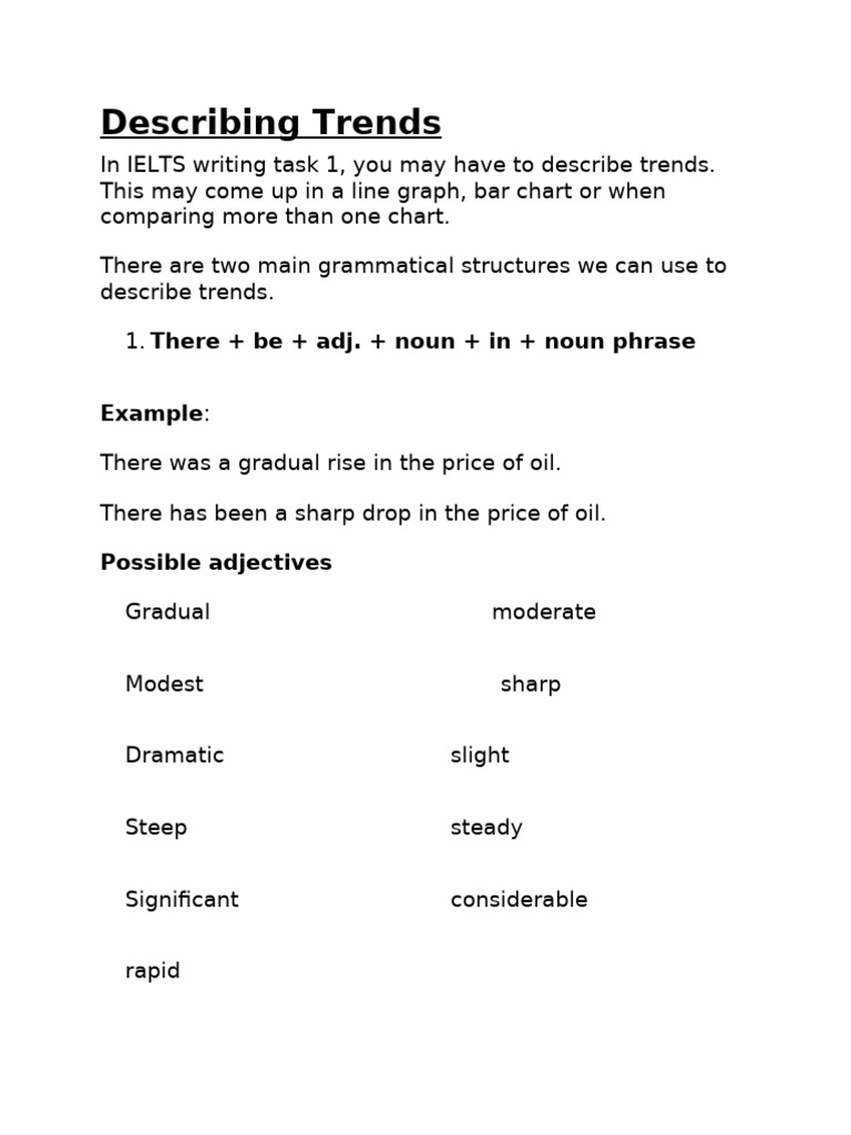 Describing Trends For IELTS Task 1 | PDF | Adverb | Foreign Language ...