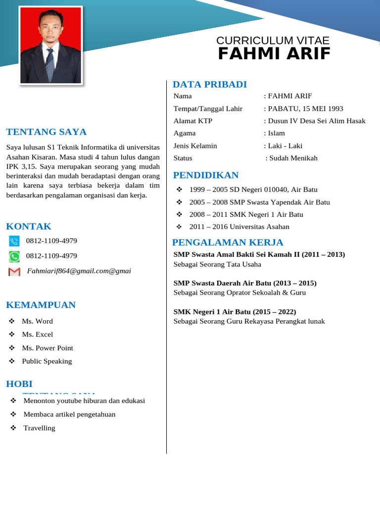 CV Fahmi Arif | PDF