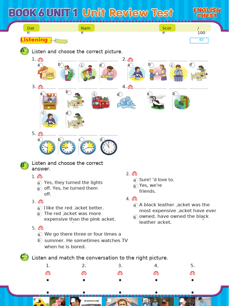 English Chest 6 - Unit Review Test | PDF